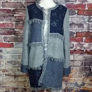 Chico's | Sweaters | Chicos Denalia Blocked Lace Cardigan Sweater ...